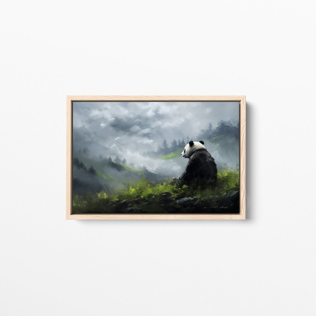 Panda Painting on Canvas: Wildlife Art, Wood Frame - Etsy
