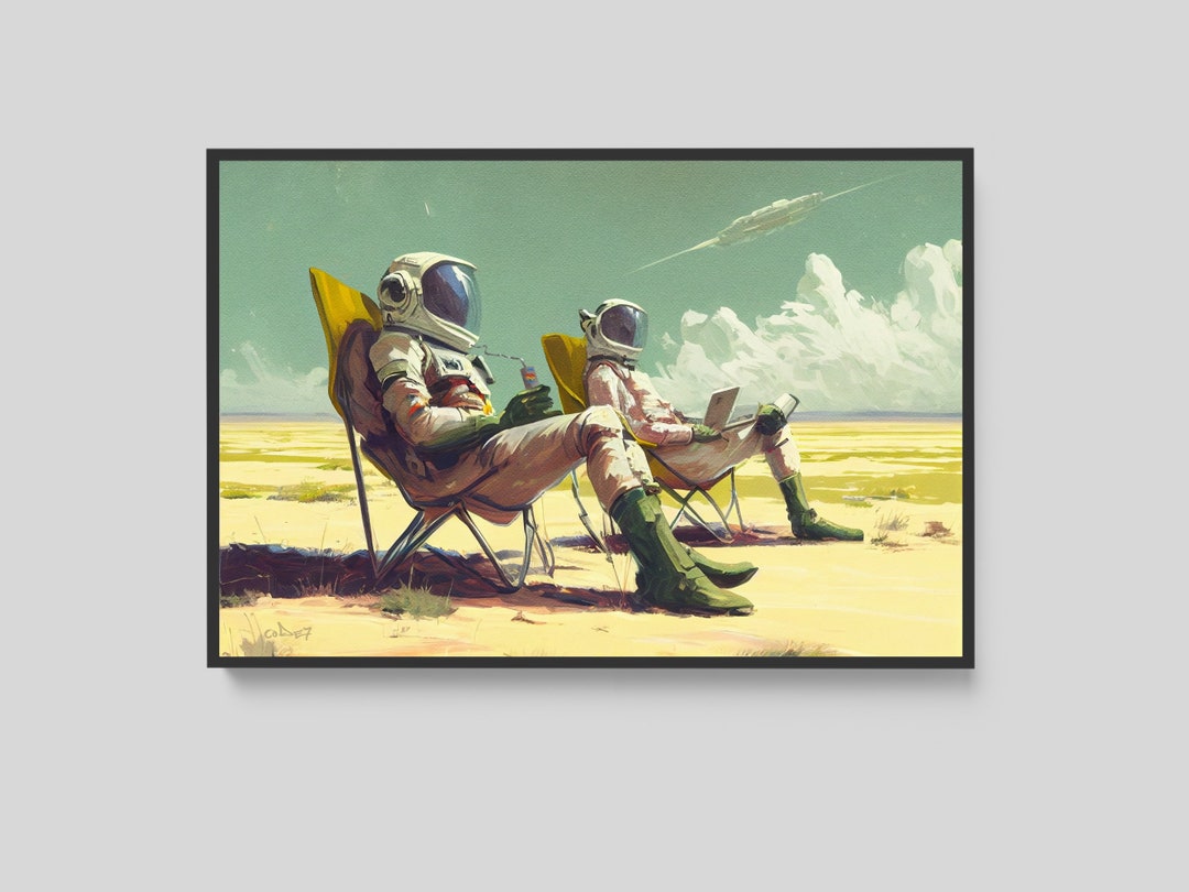 Aliens on Vacation Canvas Wall Art, Space Art, Astronaut Print, Canvas ...