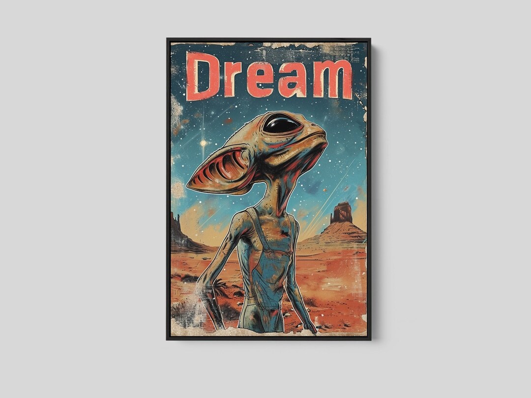 Vintage Alien Art Print: Retro Sci-fi Wall Decor - Etsy