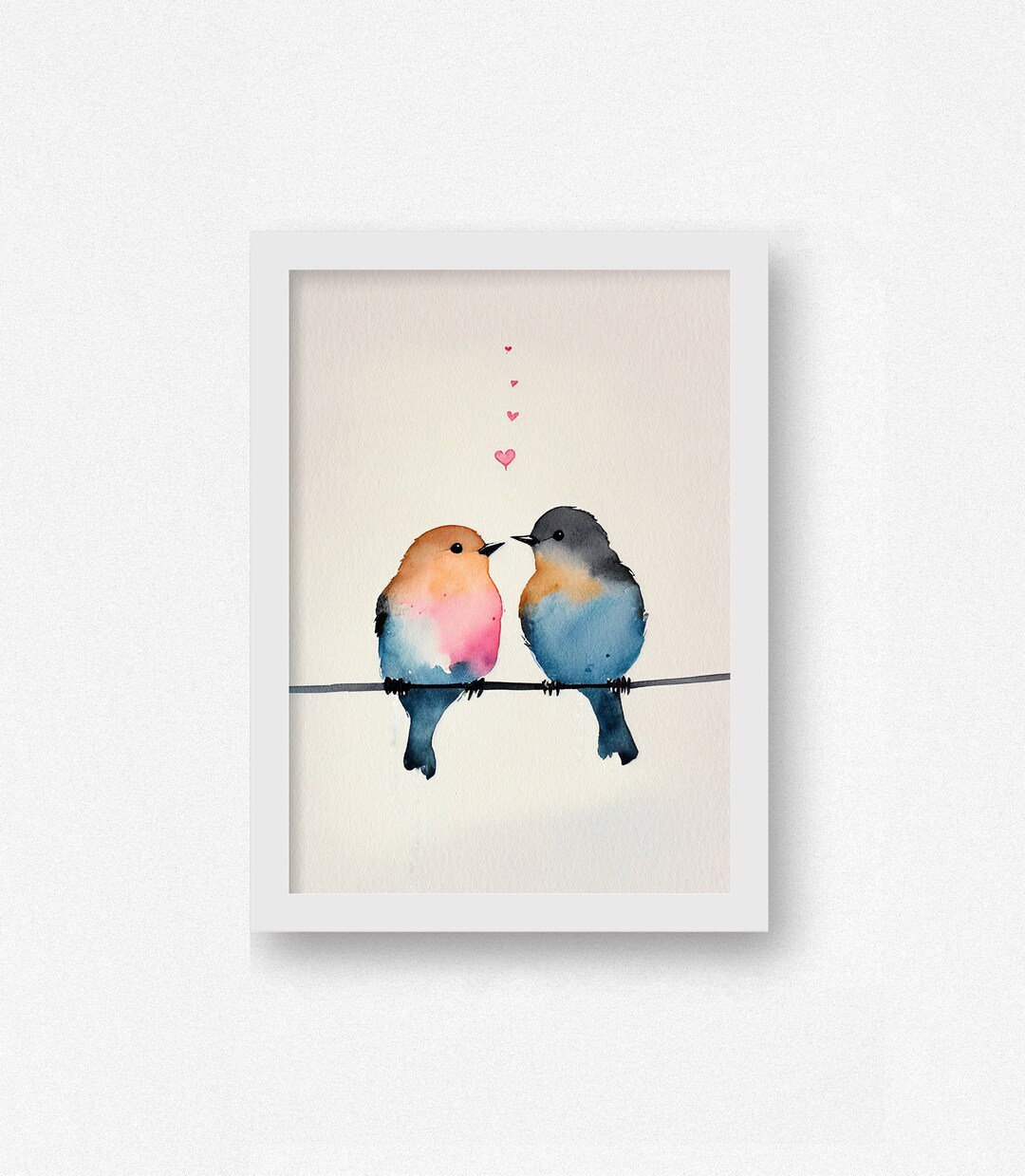 Valentines Gift, Love Birds, Digital Download, Watercolor Painting ...