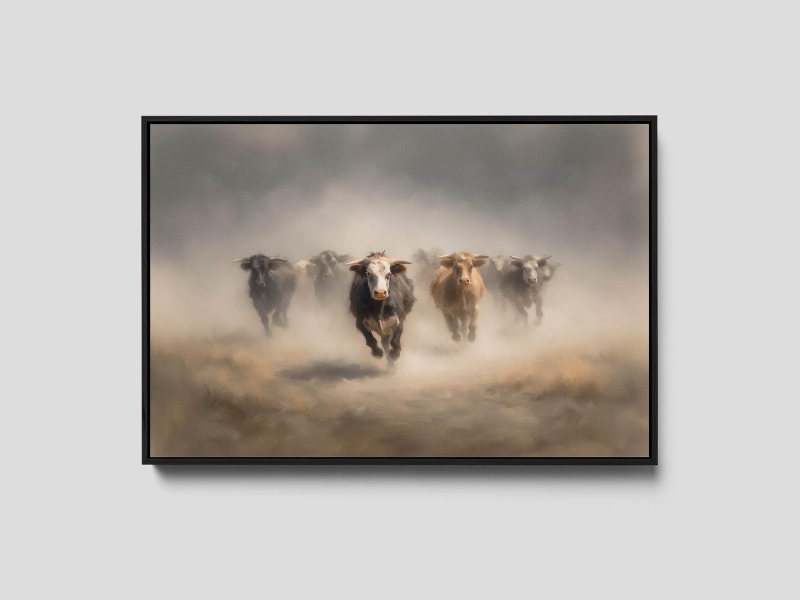 Texas Landscape Painting: Farmhouse Framed Wall Art Print | Cattle ...