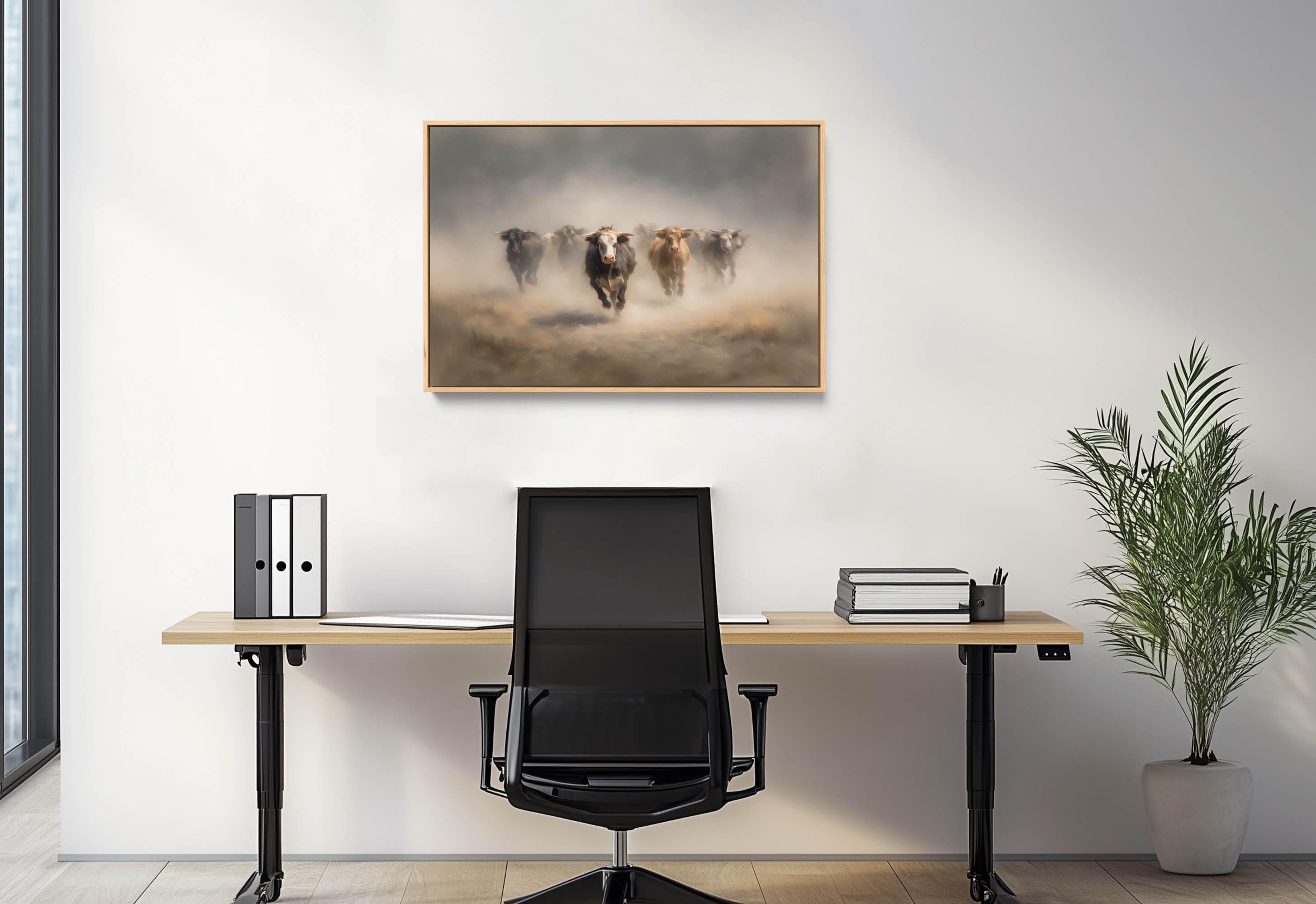Texas Landscape Painting: Farmhouse Framed Wall Art Print | Cattle ...