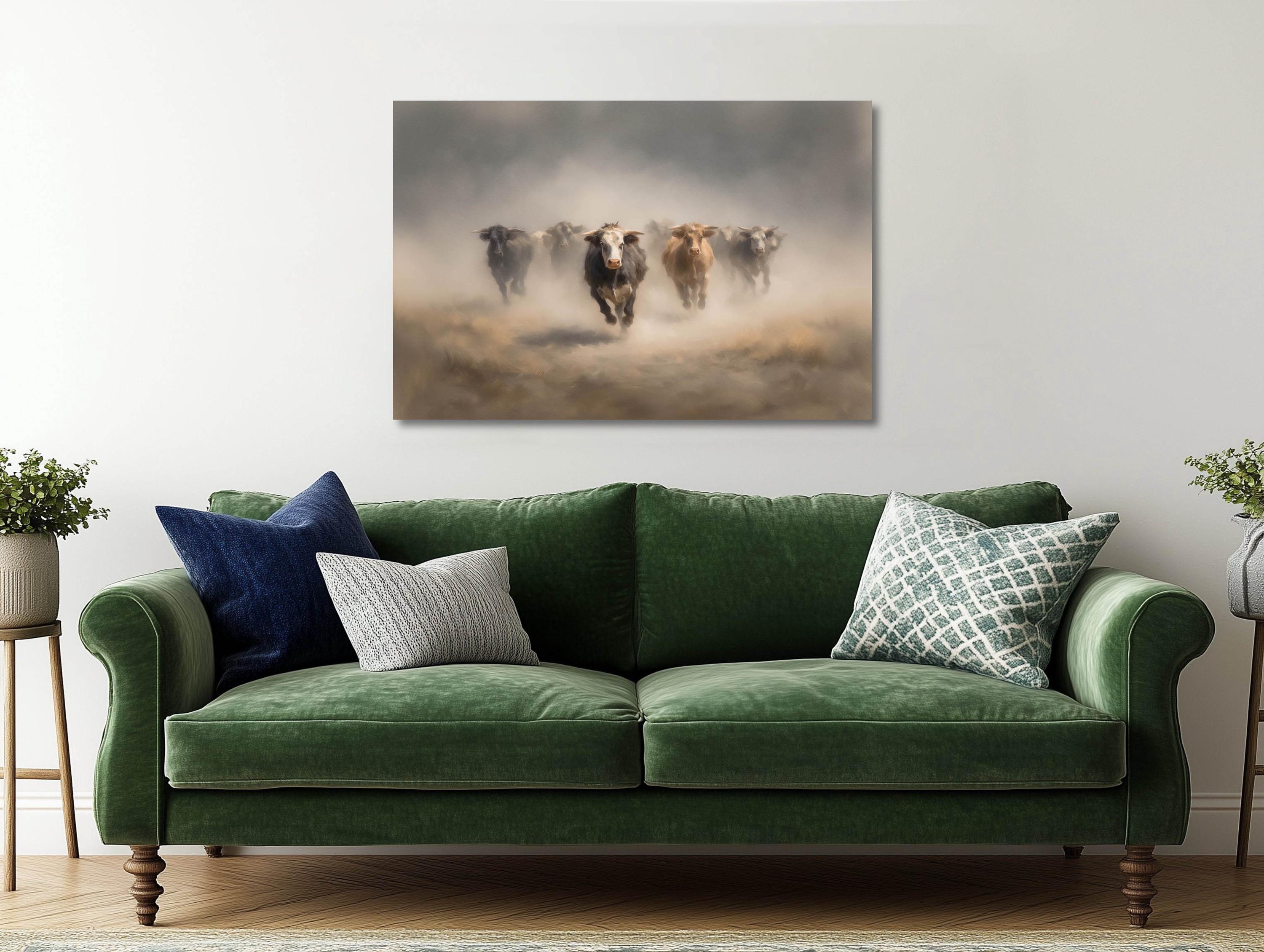 Texas Landscape Painting: Farmhouse Framed Wall Art Print | Cattle ...