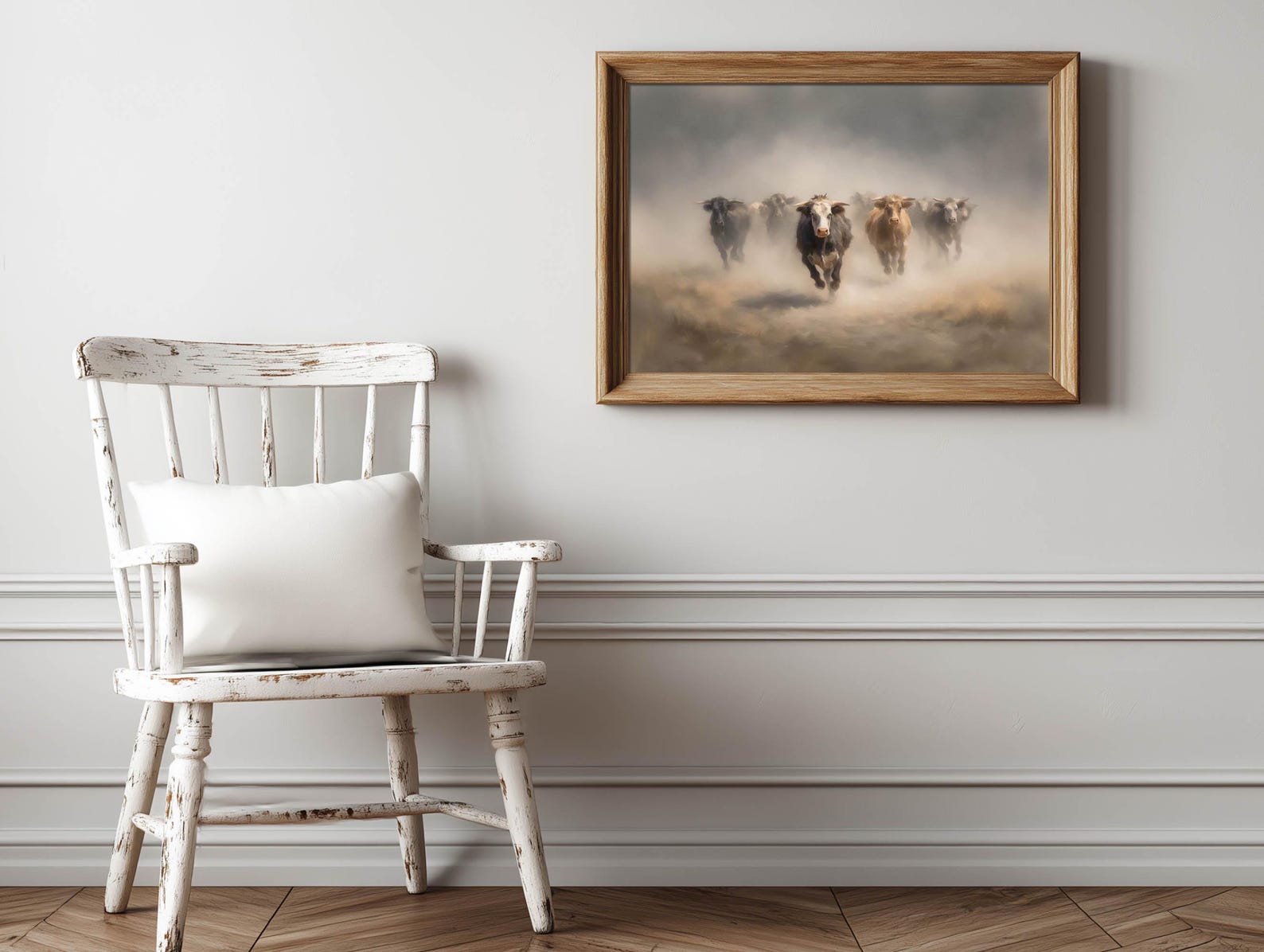 Texas Landscape Painting: Farmhouse Framed Wall Art Print | Cattle ...