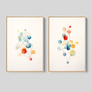 Abstract Watercolor Paintings of Molecules, Minimalist Abstract Art ...
