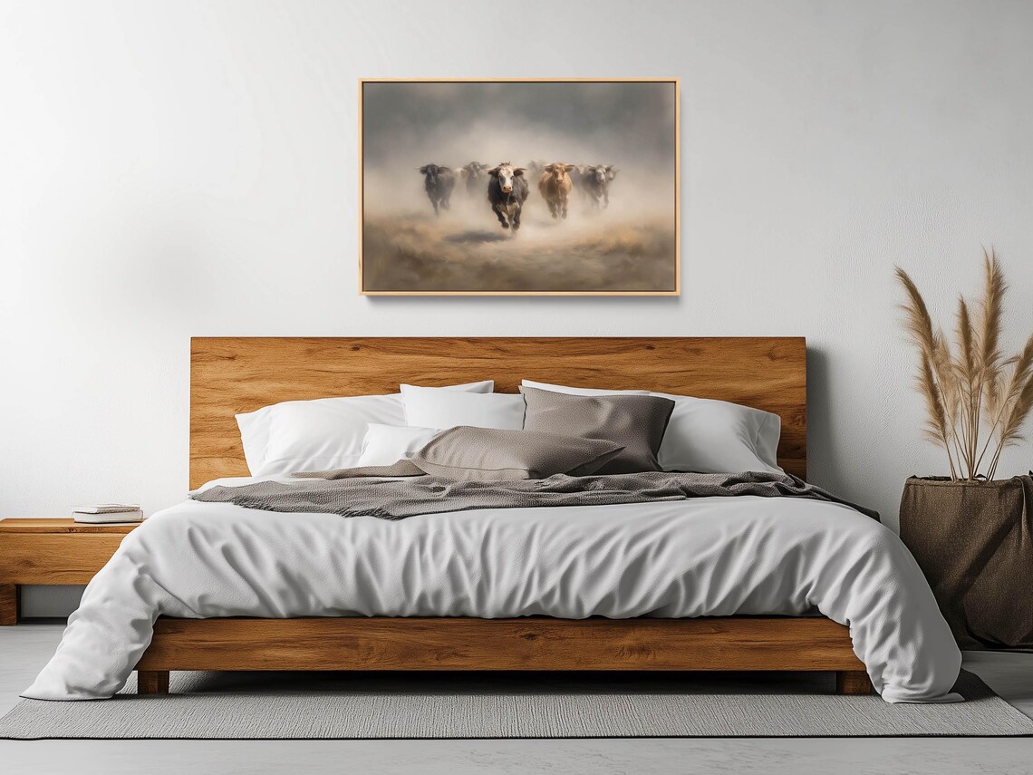 Texas Landscape Painting: Farmhouse Framed Wall Art Print | Cattle ...