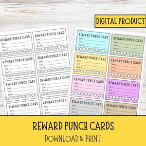 Reward Punch Card for Kid Printable Sticker Card for Good Behavior in ...