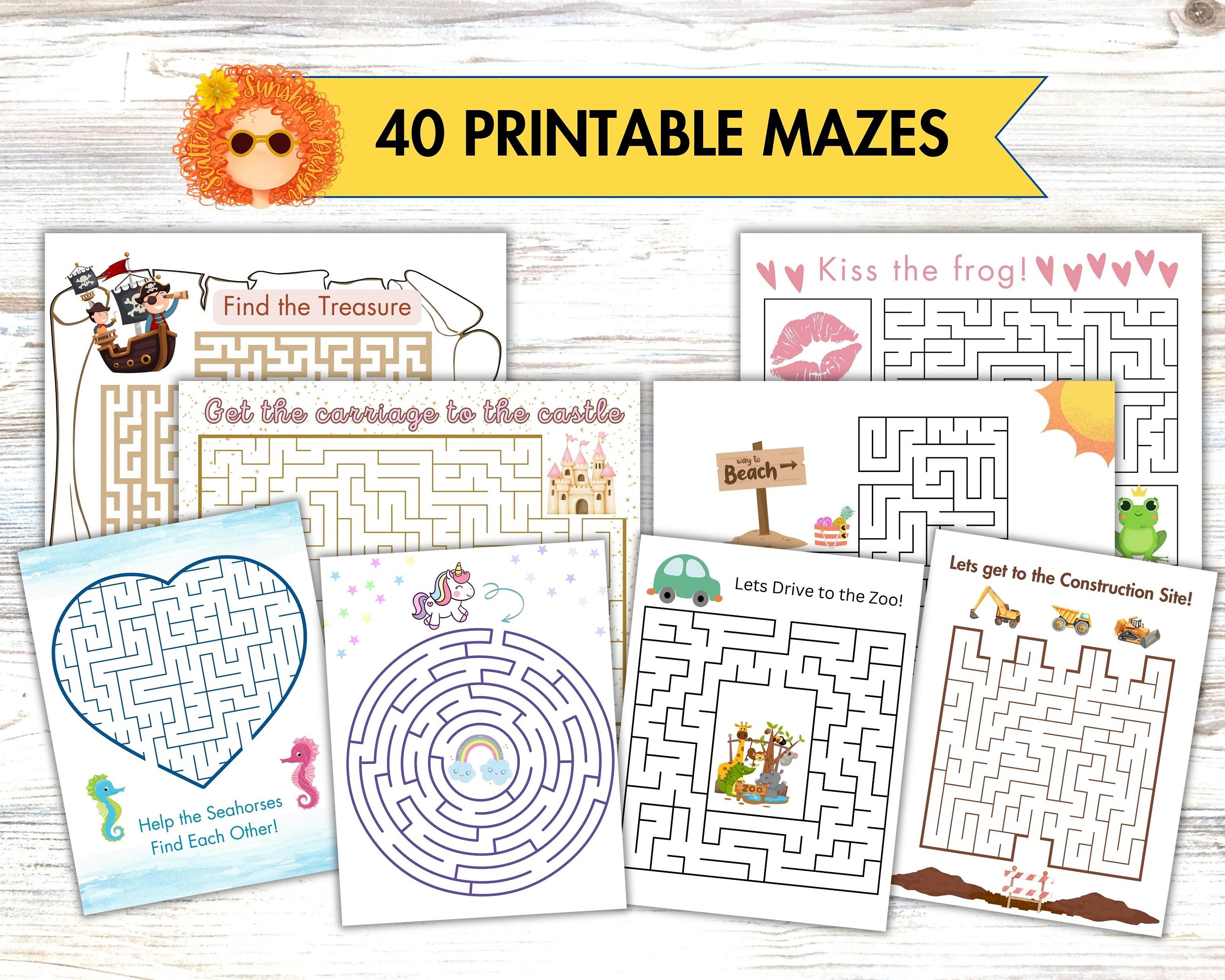 Mazes for Kids Puzzle Book Printable Activity Pages Learning Activity ...