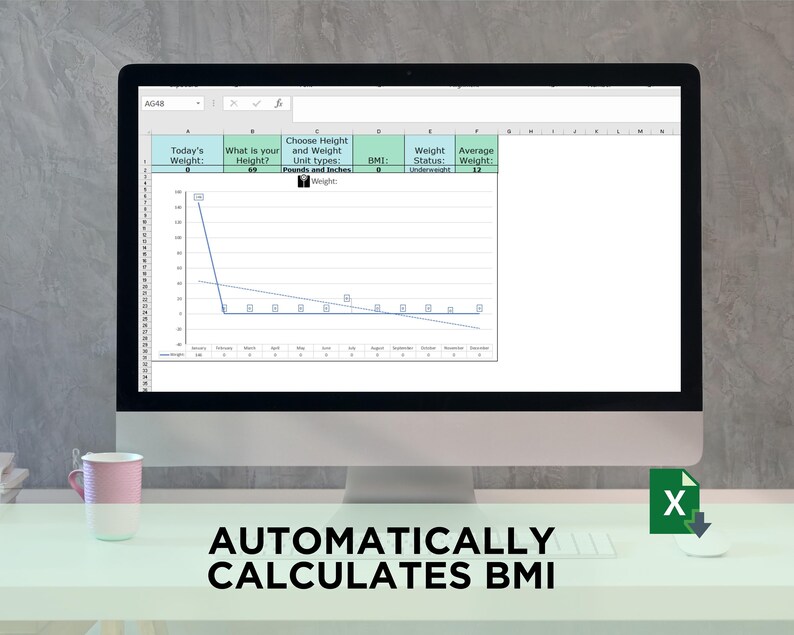 BMI Calculator Fitness Tracker Spreadsheet, Excel Template & Google Sheets Tracker, Personal ...