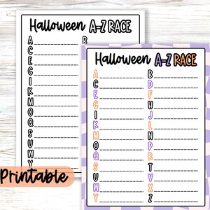 Halloween A-Z Race Game, Printable Activity for Kids, Cognitive Word ...