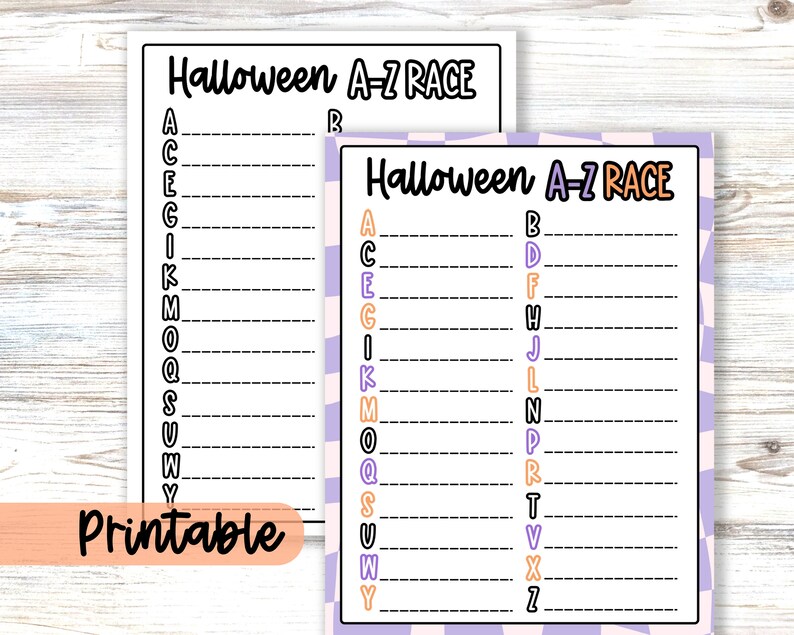 Halloween A-Z Race Game, Printable Activity for Kids, Cognitive Word ...