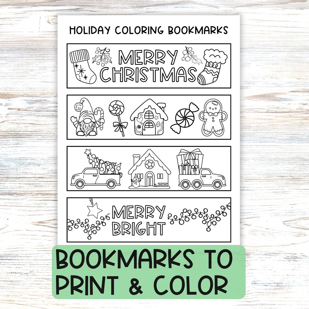 Christmas Coloring Bookmark Printable Page and Shape Matching Holiday ...