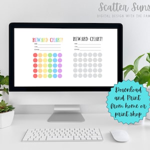 Printable Rainbow Reward Chart for Kid Sticker Chart Positive Behavior ...