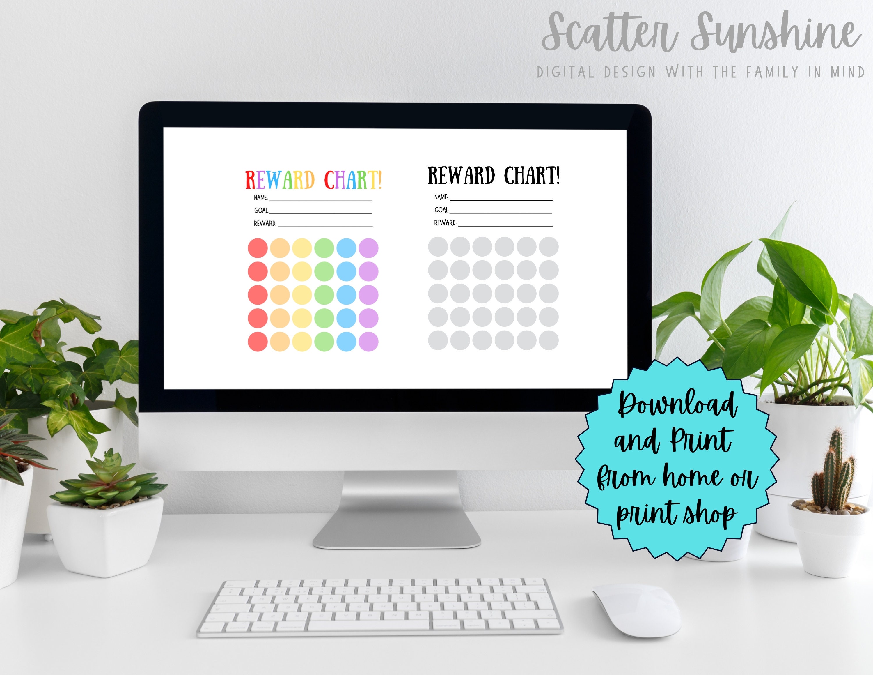 Printable Rainbow Reward Chart for Kid Sticker Chart Positive Behavior ...