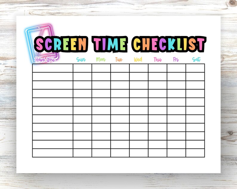 Earn Screen Time Sticker Chart, Good Behavior Checklist, Weekly Routine ...
