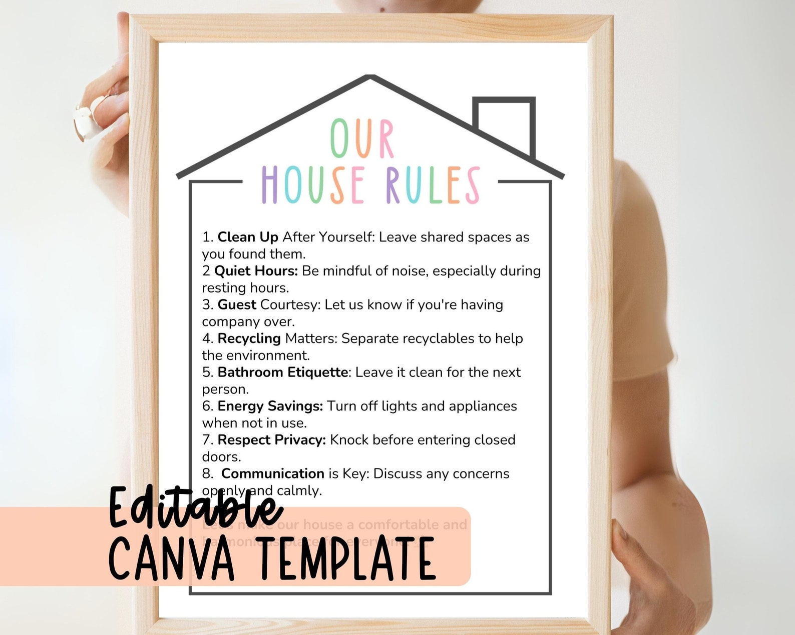 Editable House Rules Chart for Kids and Families, Household Rules Chart ...