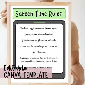 Screen Time Rules Editable Template, Screen Safety Rules Families and ...