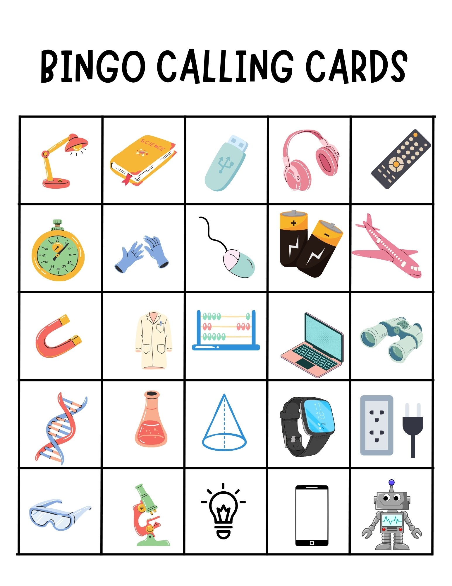 STEM Bingo Game, 12 Bingo Boards Printable Calling Cards, STEM Learning ...