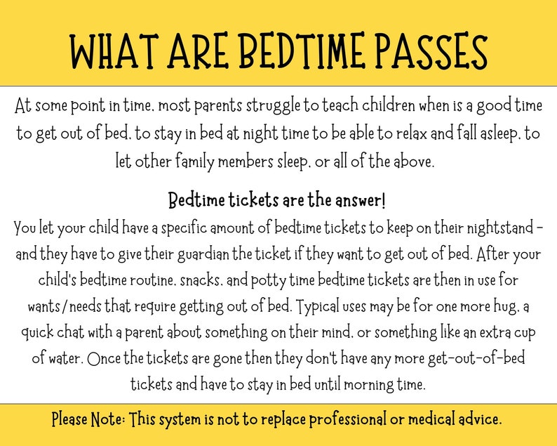 Bedtime Pass for Sleep Training Toddlers Printable Get Out of - Etsy
