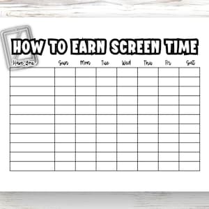 Earn Screen Time Sticker Chart, Good Behavior Checklist, Weekly Routine ...