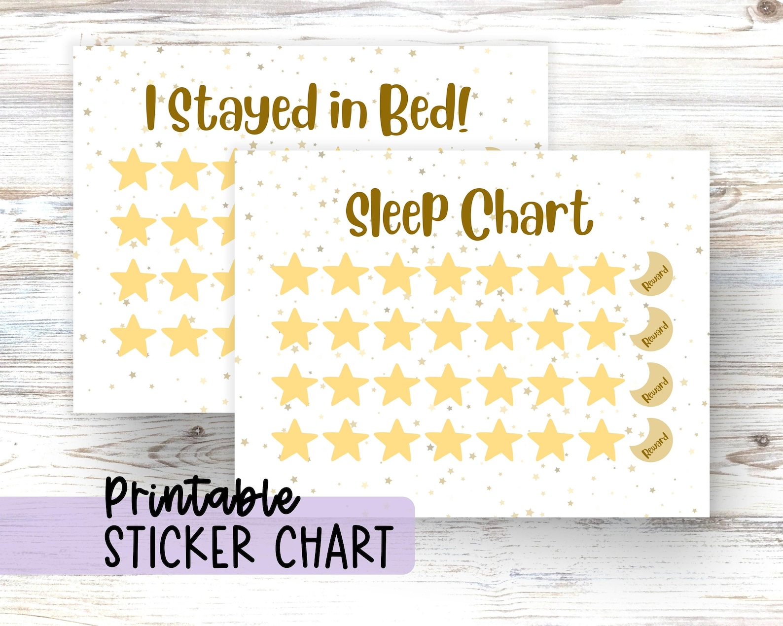 Stay in Bed Sticker Chart for Sleep Training Toddlers Printable Reward ...