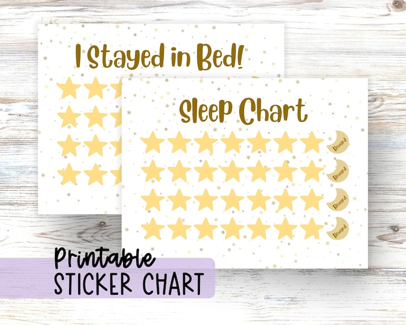 Stay in Bed Sticker Chart for Sleep Training Toddlers Printable Reward ...