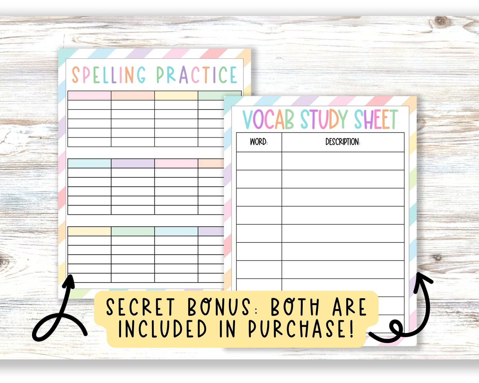 Spelling List Writing Practice Sheet, Bundle With Vocabulary Practice ...