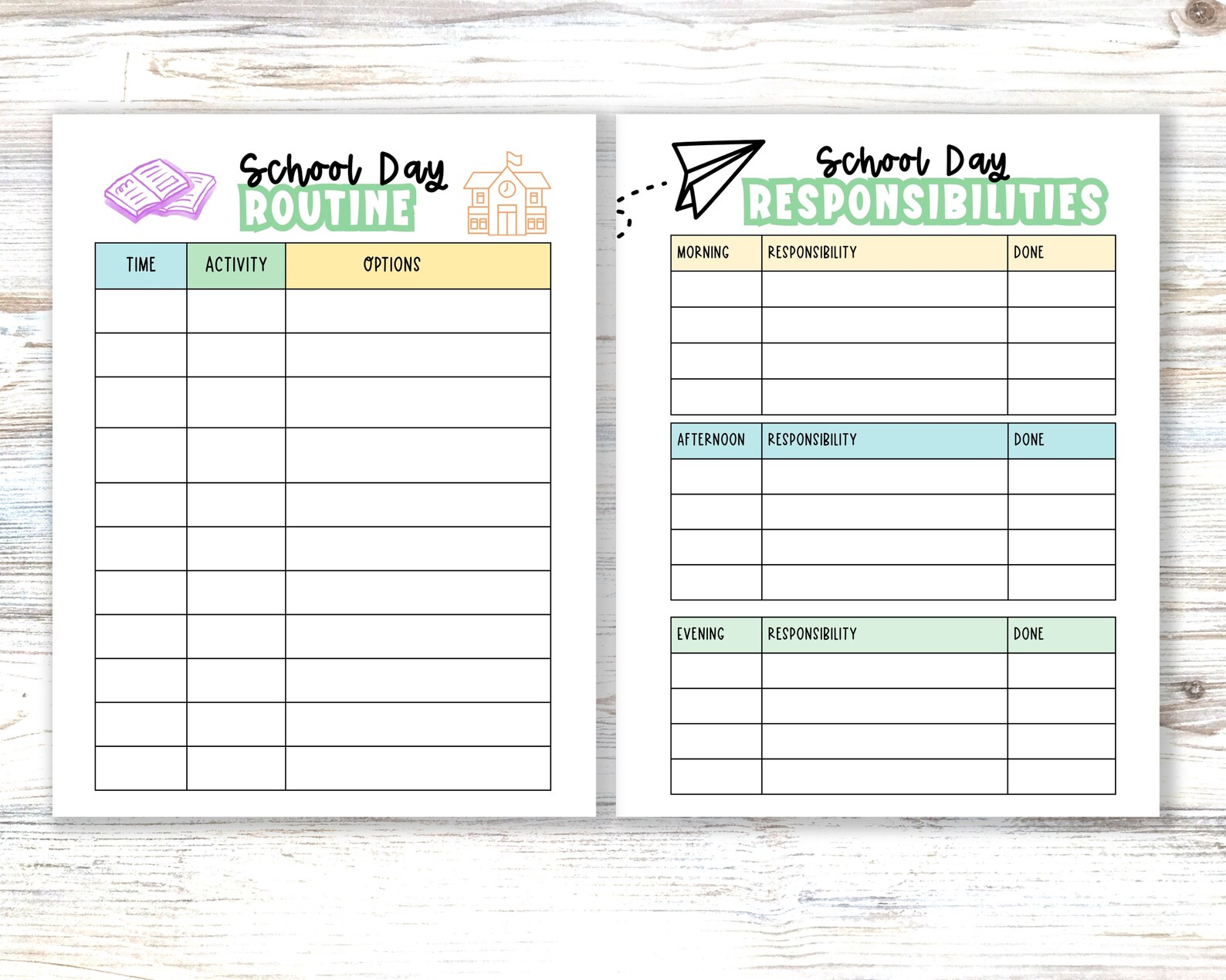 Responsibility Chart for Kids Daily Schedule Editable Template, 4 ...