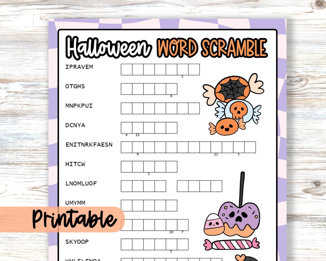 Halloween Word Scramble and Word Search Printable Duo, Word Games ...