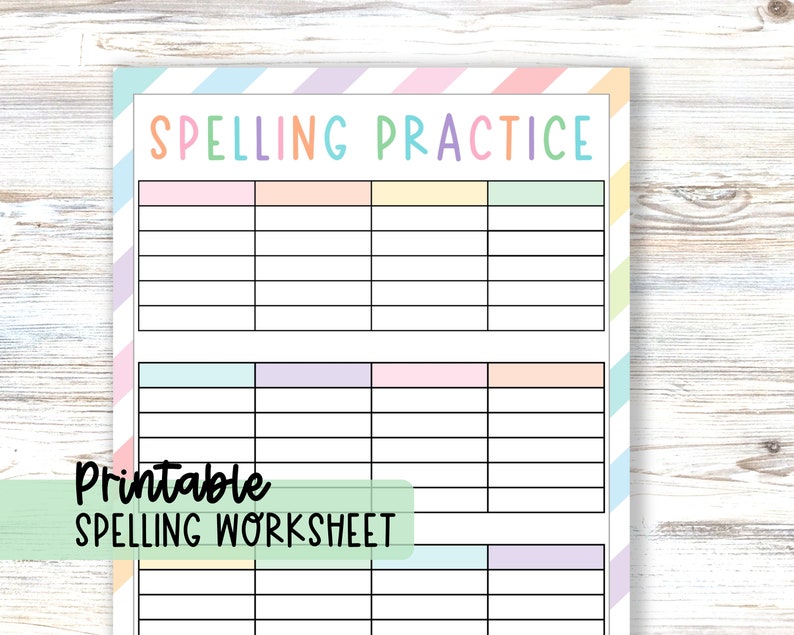 Spelling List Writing Practice Sheet, Bundle With Vocabulary Practice ...