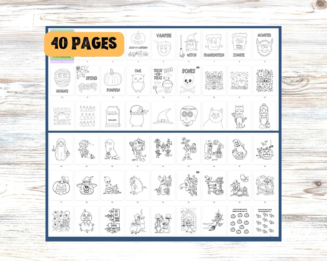 Printable Halloween Coloring Pages Coloring Book Kid's Activity 50 ...