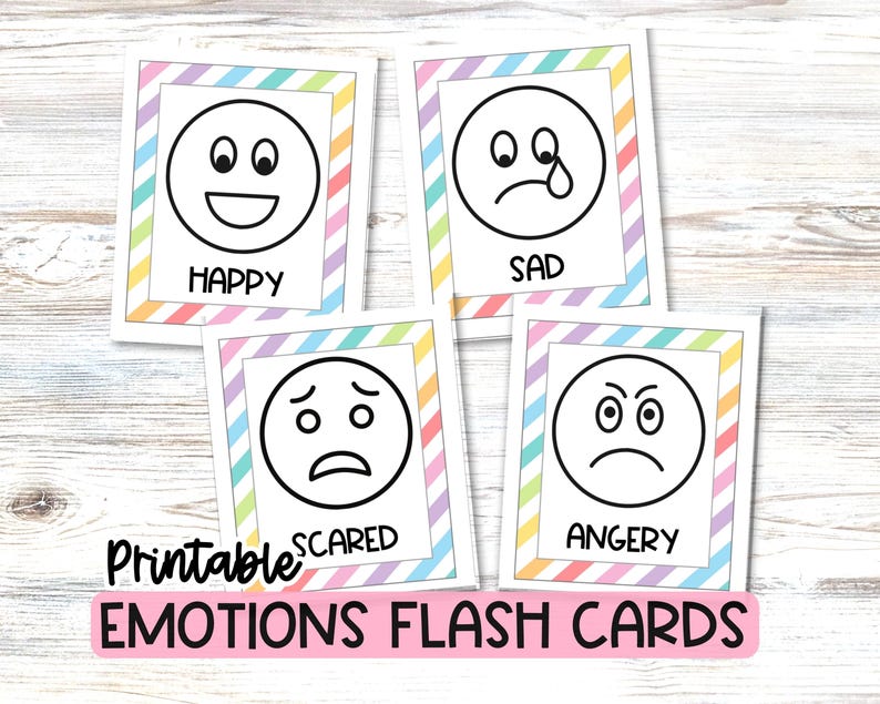 Emotions Flashcards for Kids, Facial Expression SEL Activity Printable ...