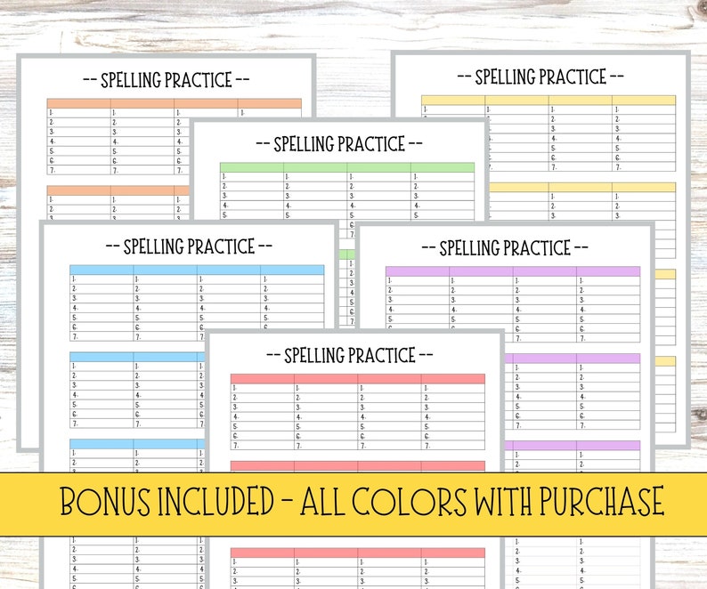 Spelling Practice Worksheet for Homework at Home Practice - Etsy