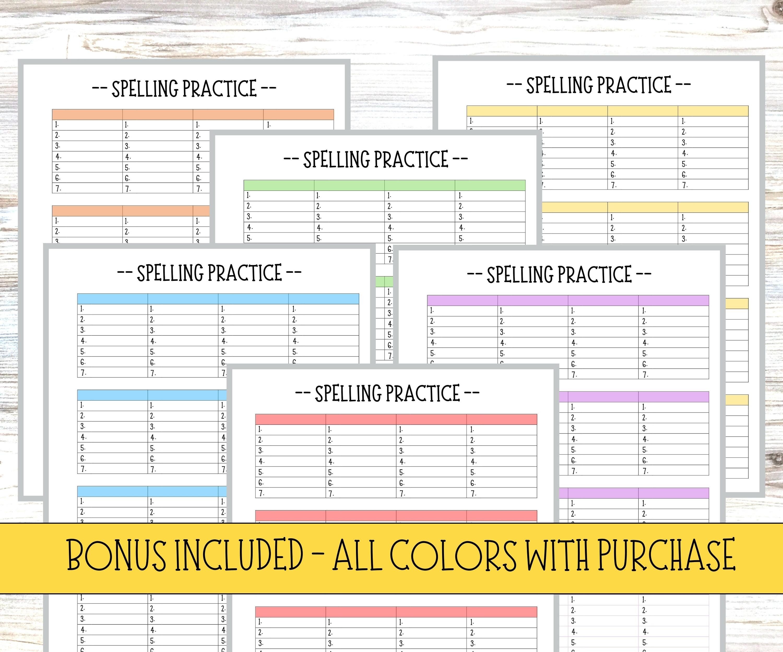 Printable Spelling Worksheet Spelling Practice Teacher Resource ...