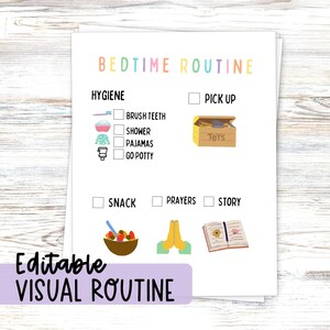 Visual Routine Charts for Kids Bedtime Routine Morning Schedule After ...