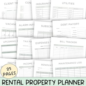 Printable Landlord Planner & Trackers, 25 Printable Pages for Property ...
