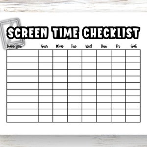 Earn Screen Time Sticker Chart, Good Behavior Checklist, Weekly Routine ...