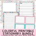 Colorful Stationary Set Fun Printable Lined Junk Letter Journal Pages ...