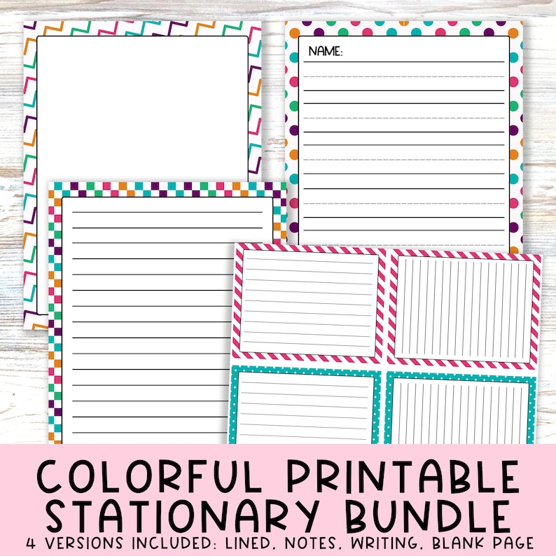 Colorful Stationary Set Fun Printable Lined Junk Letter Journal Pages ...