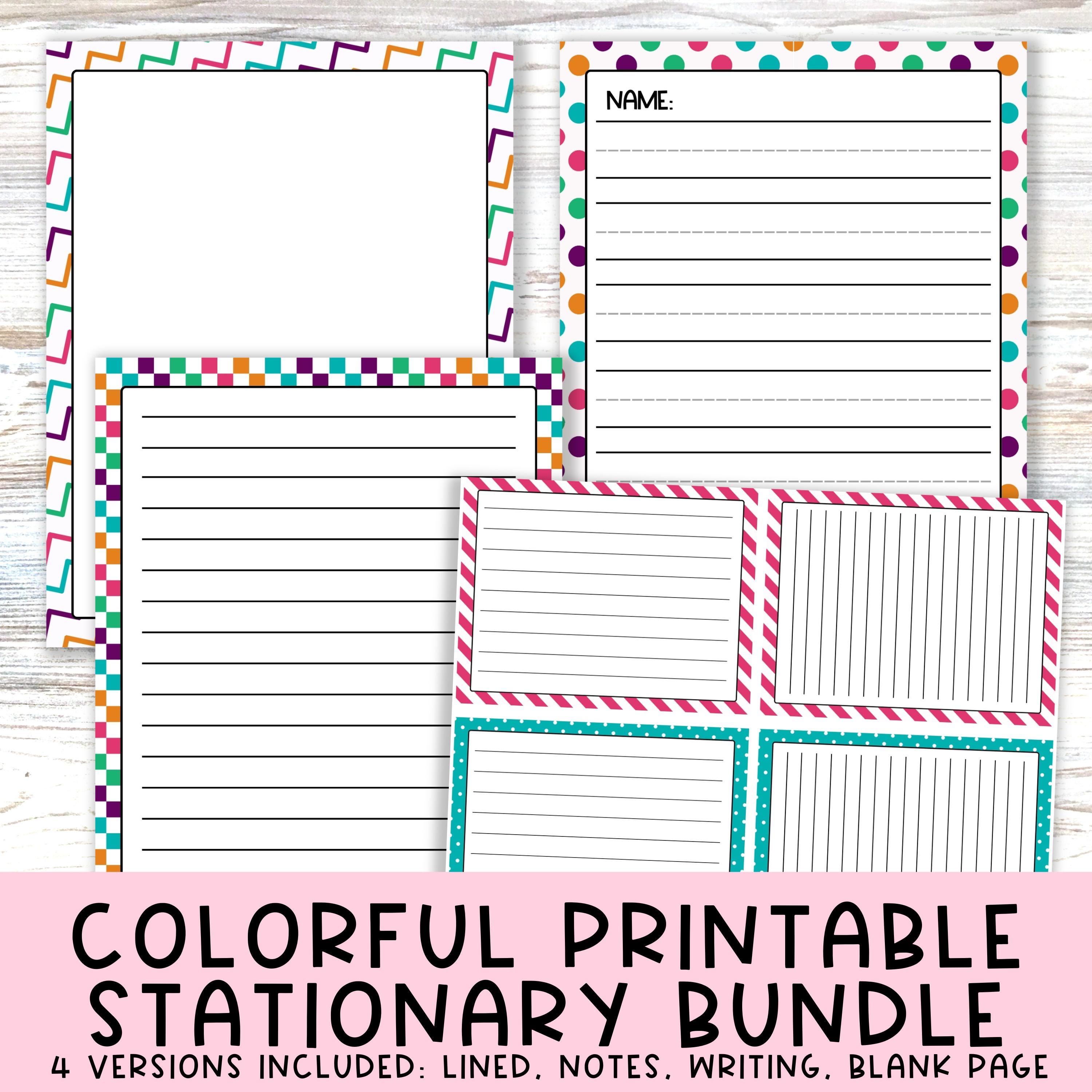 Colorful Stationary Set Fun Printable Lined Junk Letter Journal Pages ...
