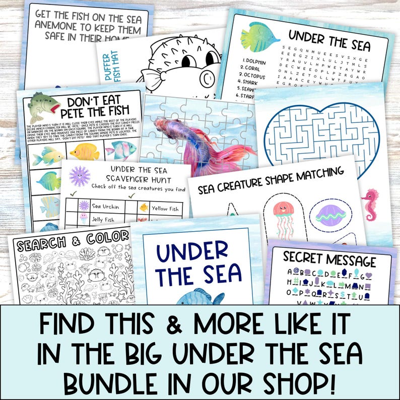 Sea Creatures Printable Activities, Word Search & Scramble, A-Z Race ...