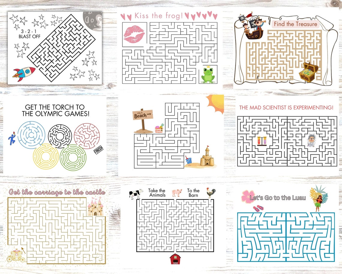 Mazes for Kids Puzzle Book Printable Activity Pages Learning Activity ...