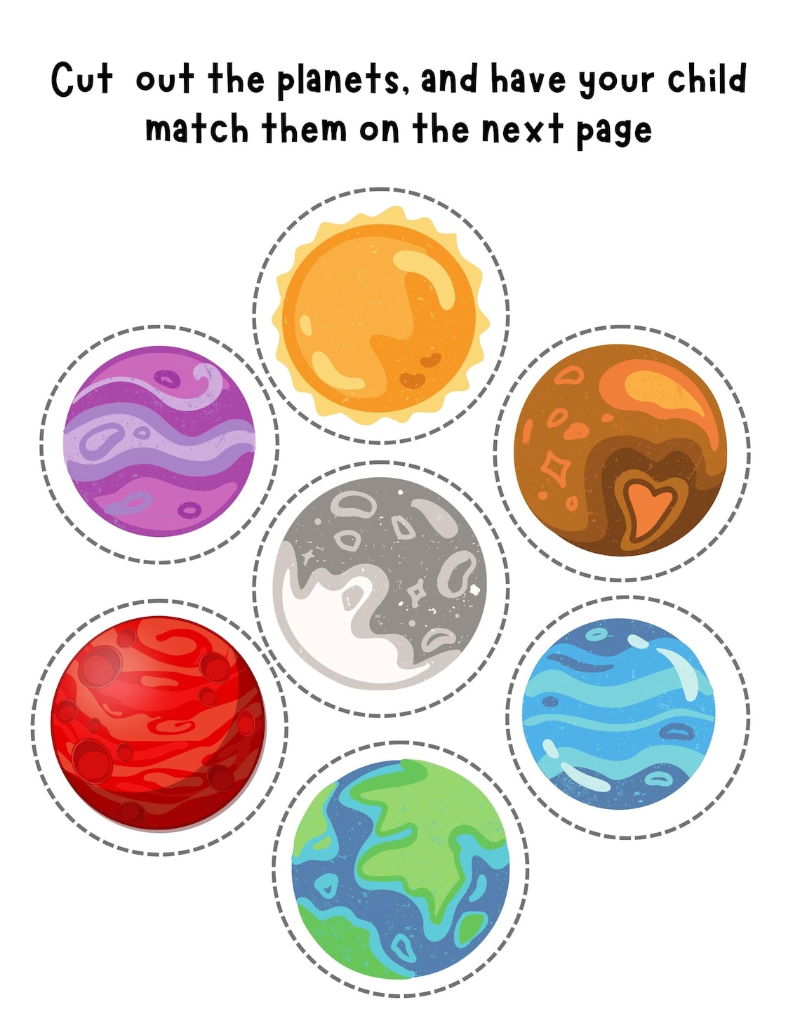 Printable Matching Game for Preschool Planets in Space Kids - Etsy
