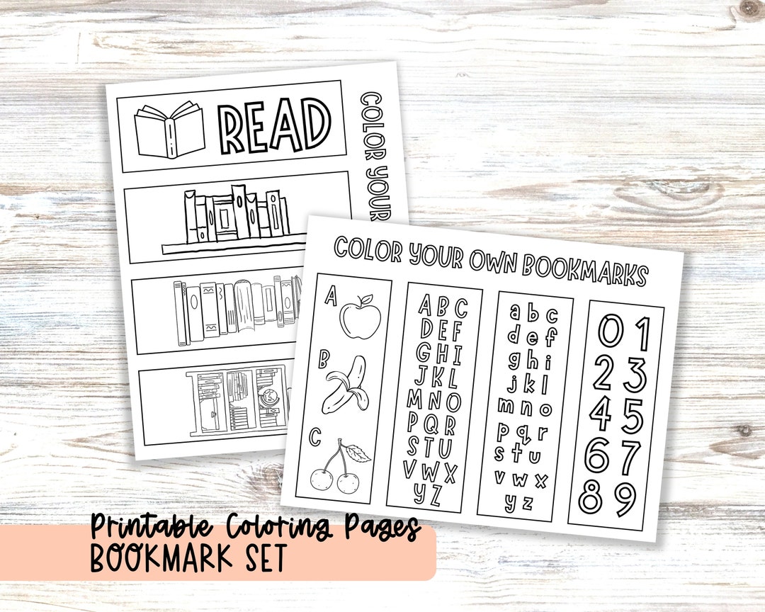 ABC Bookmark Set, Numbers Coloring Bookmark, Reading & Book Theme ...
