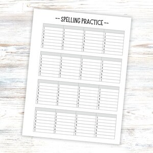 Spelling Practice Worksheet for Homework at Home Practice Spelling List ...