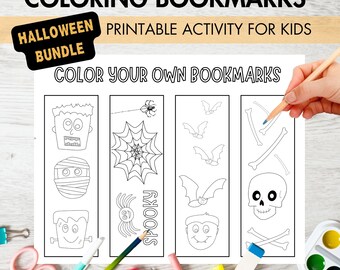 Halloween Bookmarks Coloring Page Printable - Etsy