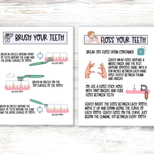 Tooth Brushing & Flossing Sticker Chart, Weekly Reward Chart for Kids ...