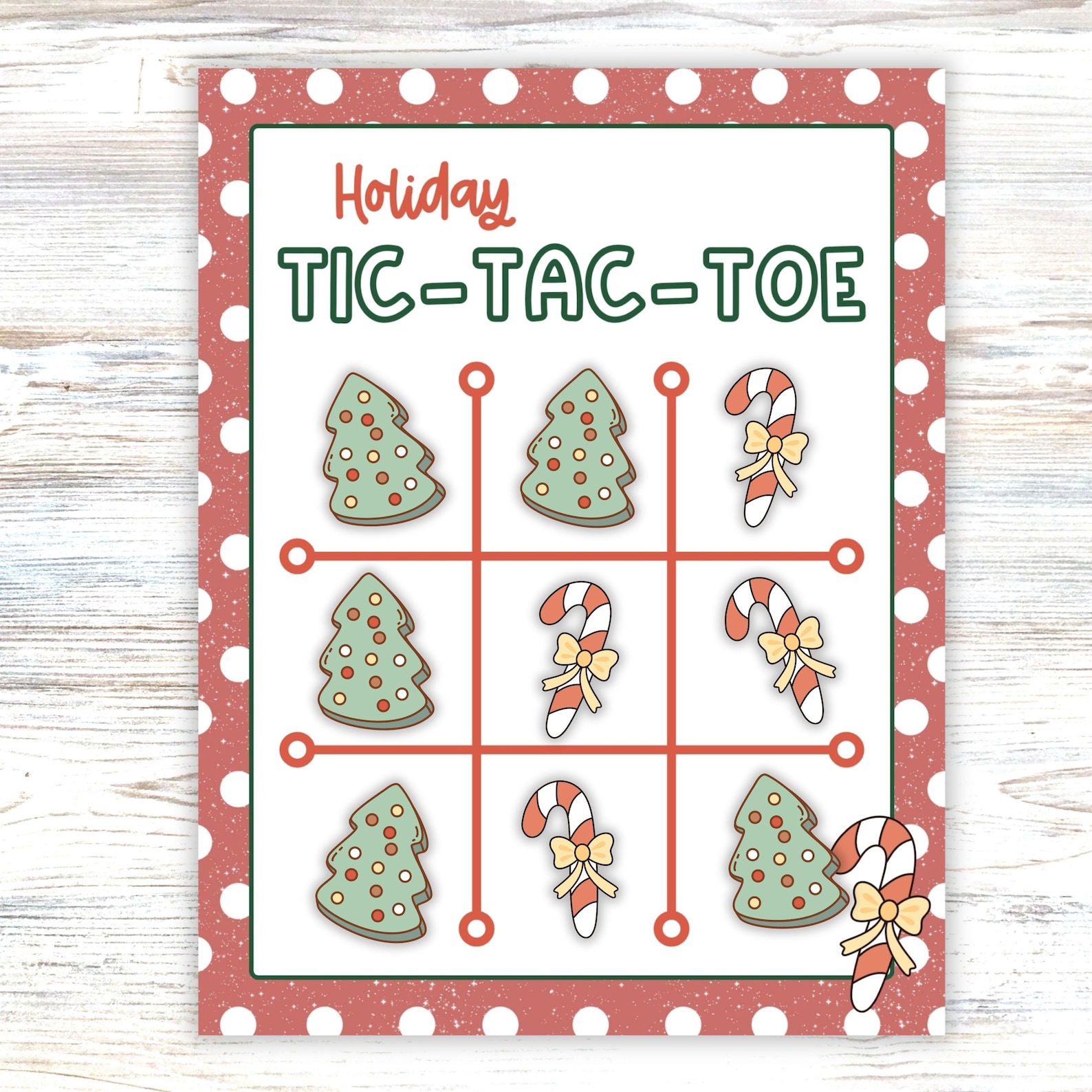 Tic Tac Toe Christmas Activity Printable Game, DIY Easy 2 Player Party ...