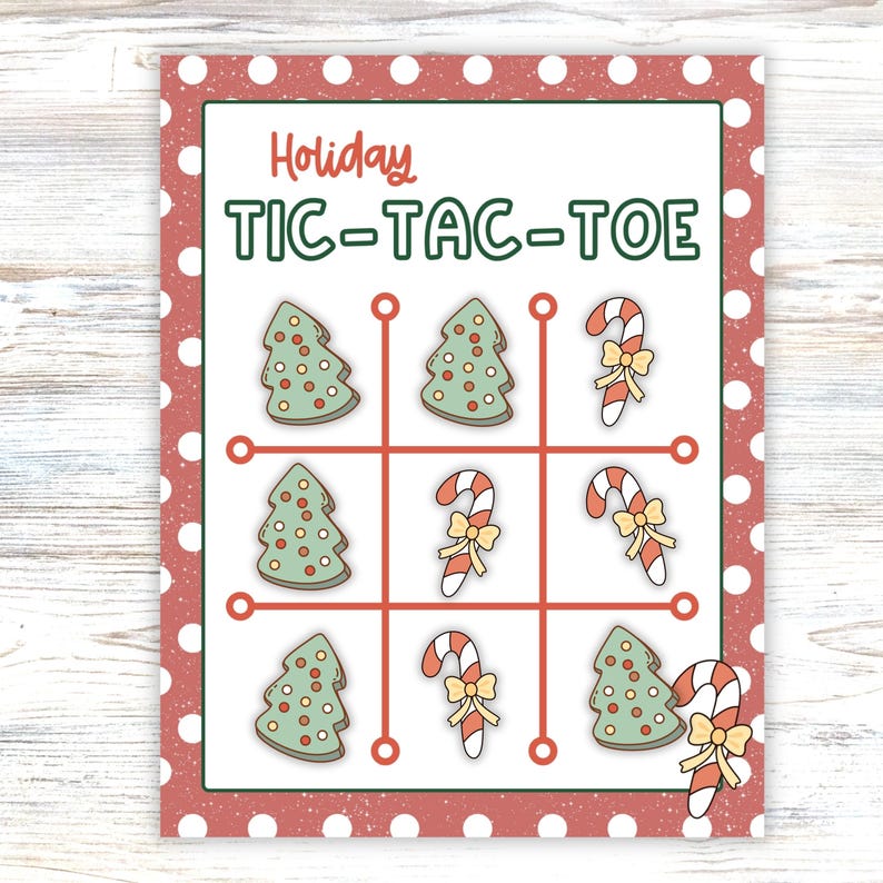 Tic Tac Toe Christmas Activity Printable Game, DIY Easy 2 Player Party ...