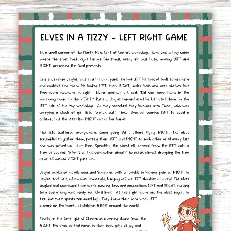 Christmas Left Right Game, Funny Elf, North Pole Santa Gift Exchange ...